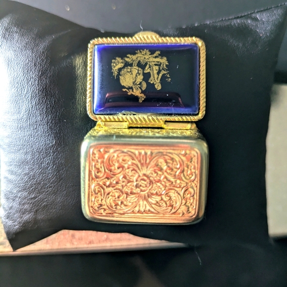 Cobalt | Other | Vintage Mini Hinged Cobalt Blue Pill Box With ...